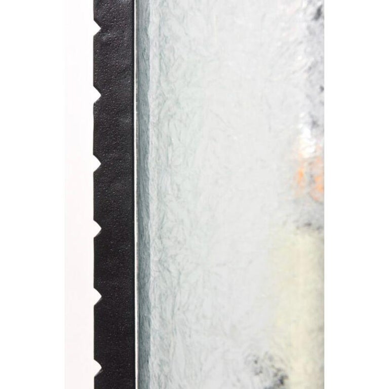 Wrought Iron Lantern with Curved Textured Glass For Sale at 1stDibs