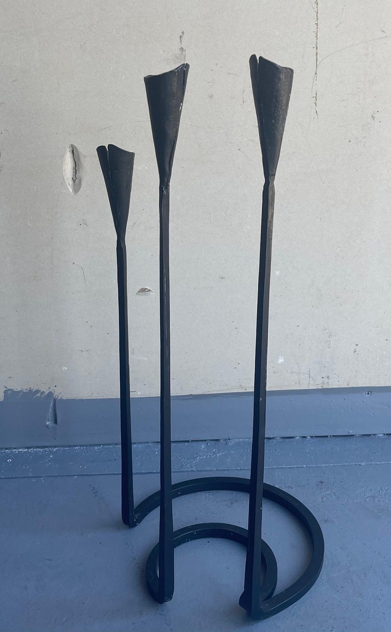 Wrought Iron Modernist Candleholder by Gregory Litsios For Sale at 1stDibs