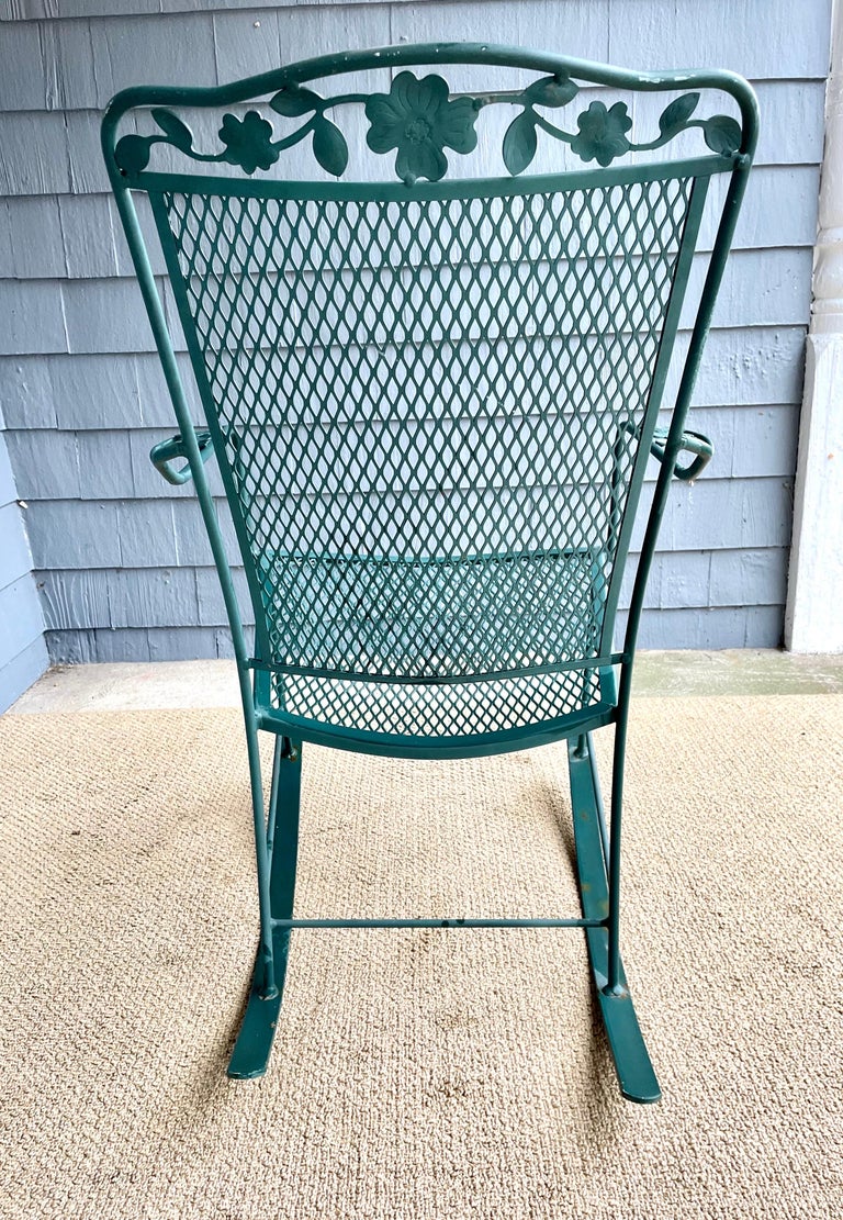 Wrought Iron Outdoor Patio Rocker Arm Chair For Sale at 1stDibs