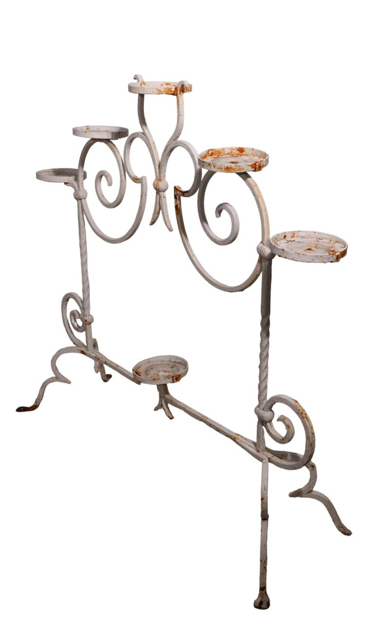 Wrought Iron Plant Stand with Six Flower Pot Holders For Sale at 1stDibs