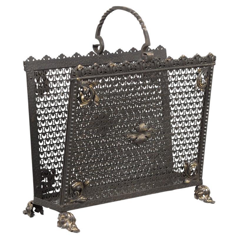 Mid-20th Century French Black Wrought Iron Magazine Rack For Sale at ...