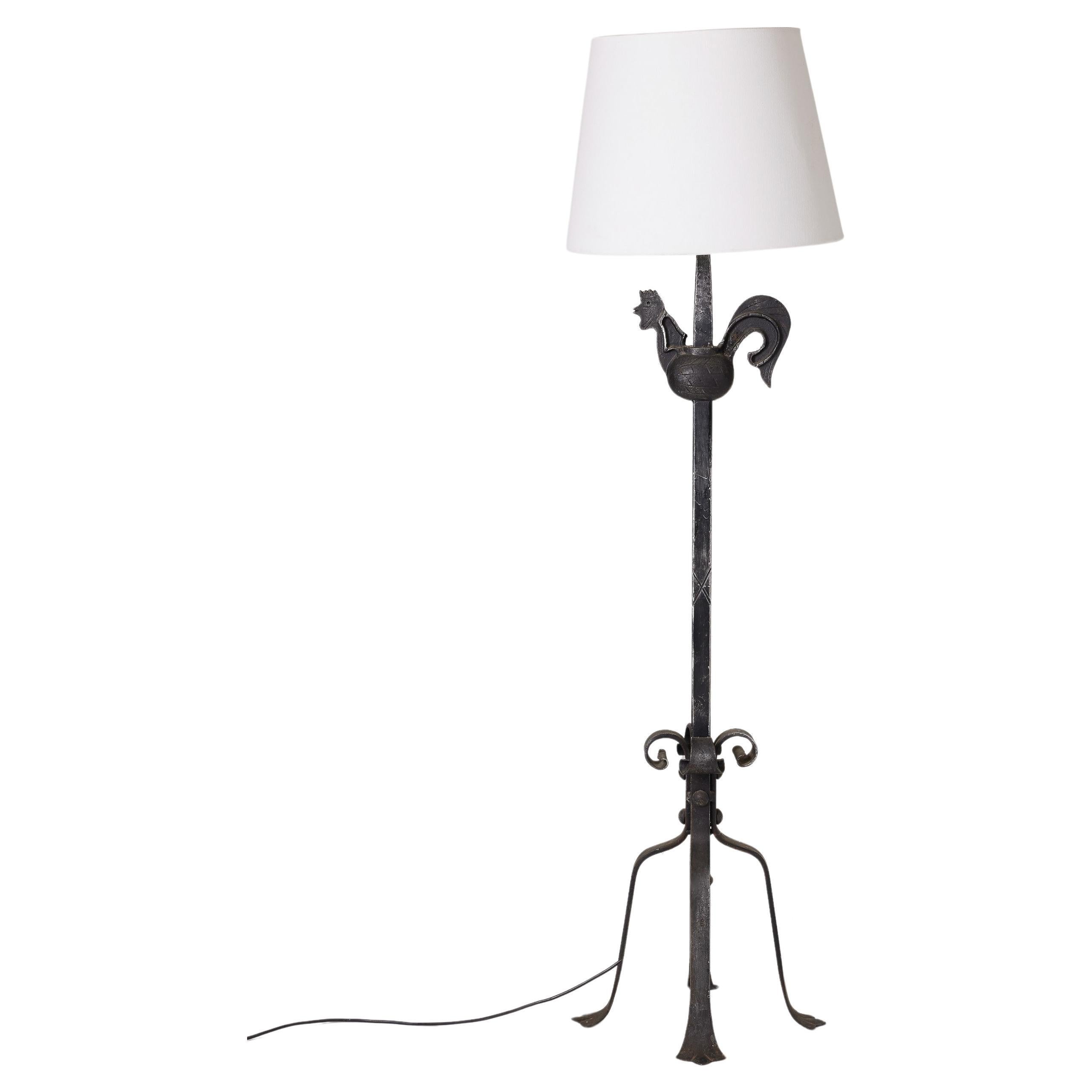 Belle Epoque Wrought Iron Rose Vine Floor Lamp For Sale at 1stDibs