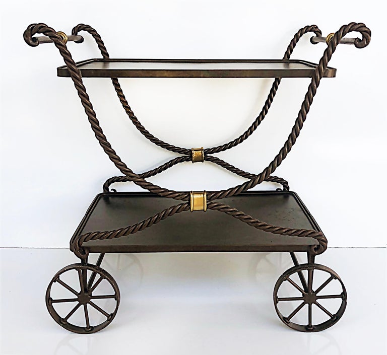Wrought Iron Rope Bar Cart Tea Trolley Maitland Smith Attributed For ...