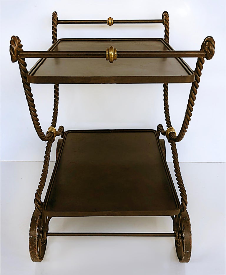 Wrought Iron Rope Bar Cart Tea Trolley Maitland Smith Attributed For ...
