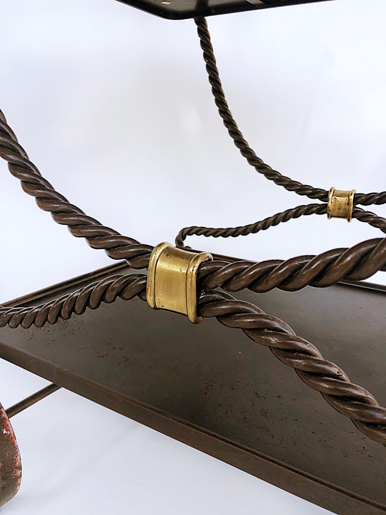 Wrought Iron Rope Bar Cart Tea Trolley Maitland Smith Attributed For ...