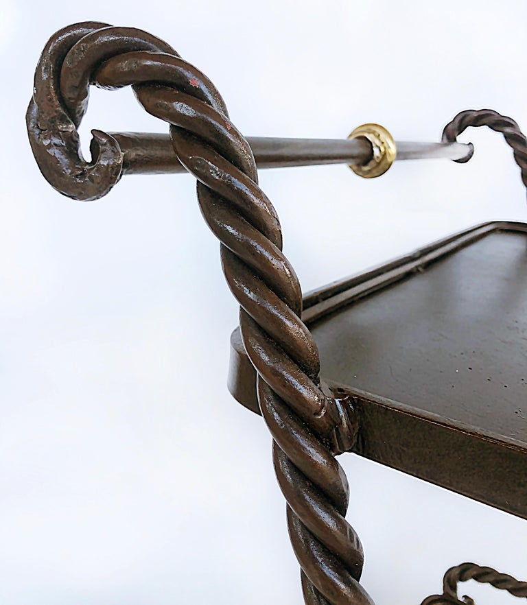 Wrought Iron Rope Bar Cart Tea Trolley Maitland Smith Attributed For ...