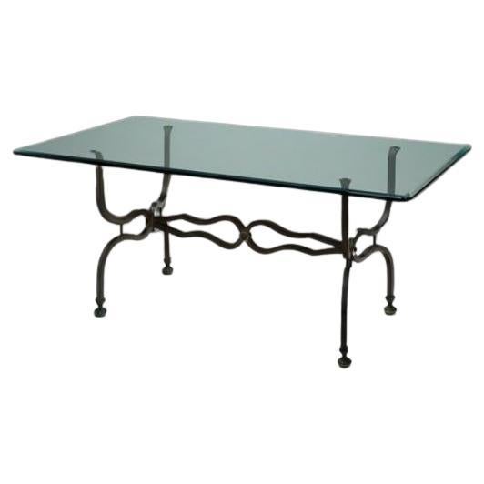 Vintage Italian Glass-Wood and Metal Dining Table - Italian Design ...