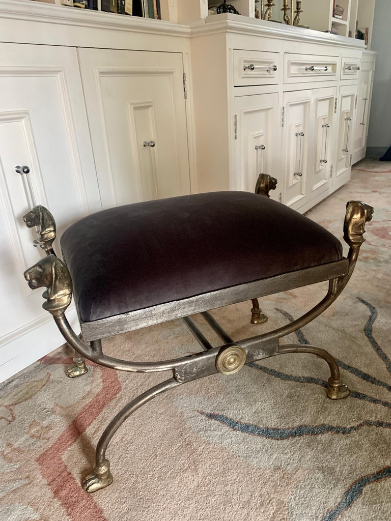 Wrought Iron Stool with Bronze Details in the Style of Giacometti For ...