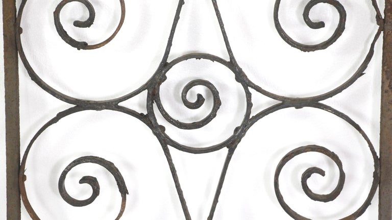 Wrought Iron Swirled Design Gate or Wall Panel, Hand Forged For Sale at ...