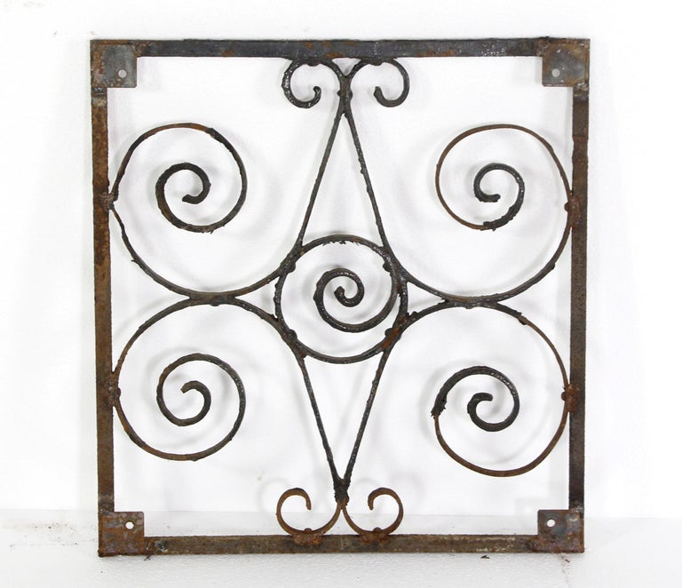 Wrought Iron Swirled Design Gate or Wall Panel, Hand Forged For Sale at ...