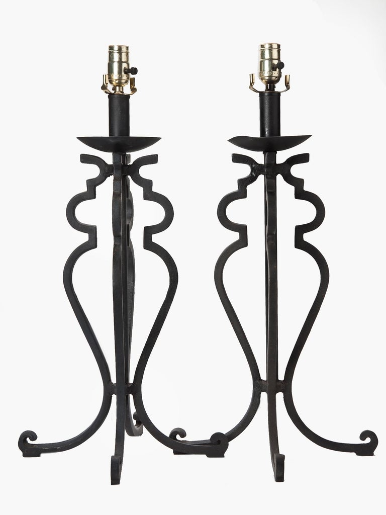 Wrought Iron Table Lamps, a pair For Sale at 1stDibs