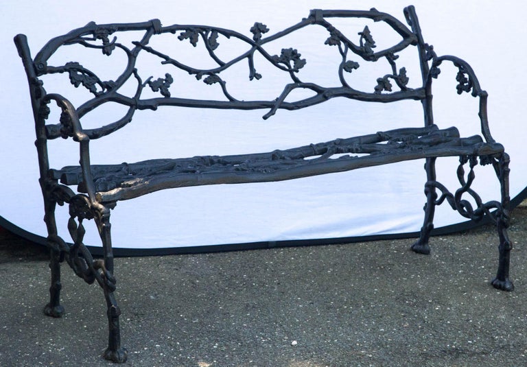 Wrought Iron Twig Form Bench For Sale at 1stDibs