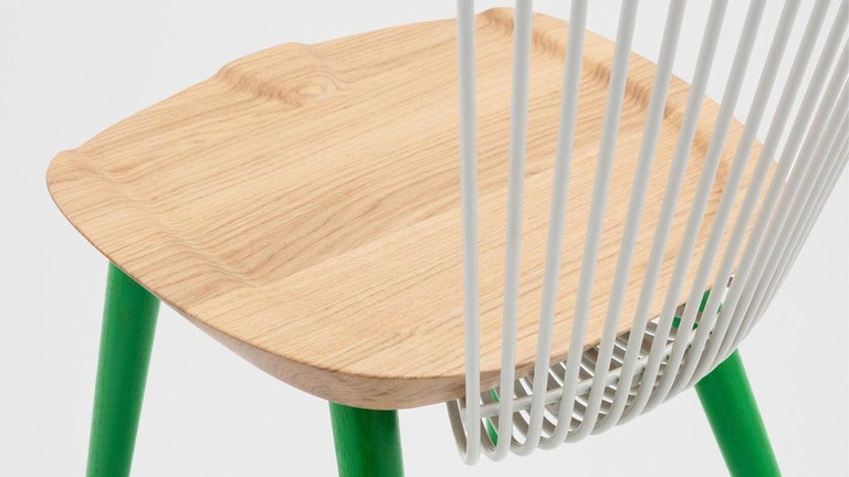 WW Chair CS5, Stained Oak and Metal Rods For Sale at 1stDibs