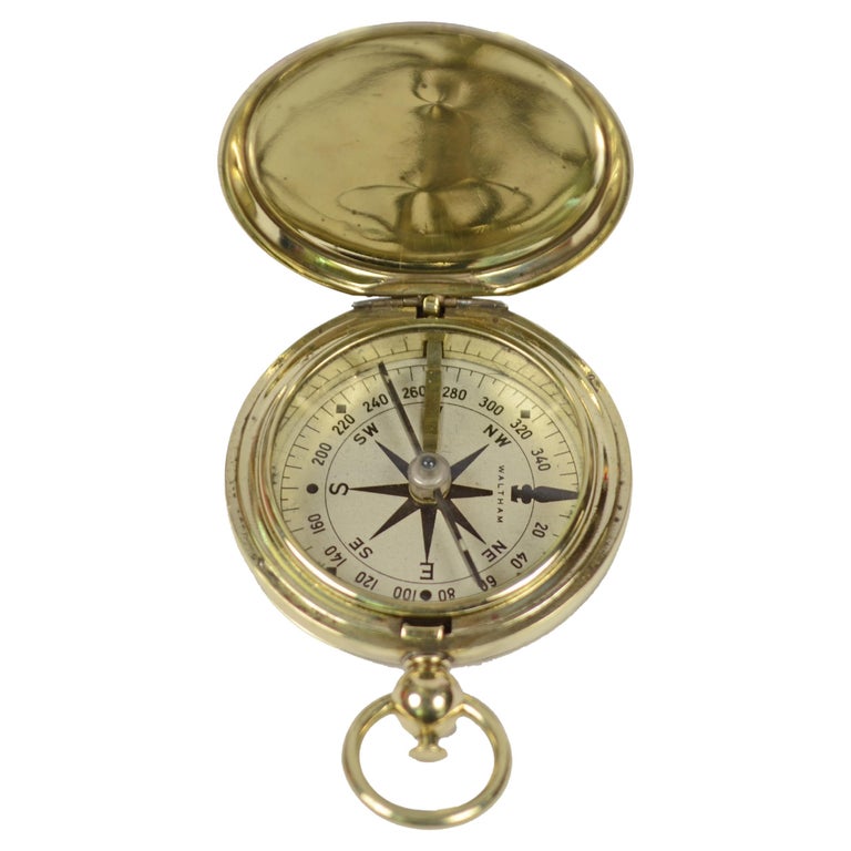 WW1 American Army Officer Pocket Brass Magnetic Compass Antique Scientific Tool For Sale at 1stDibs