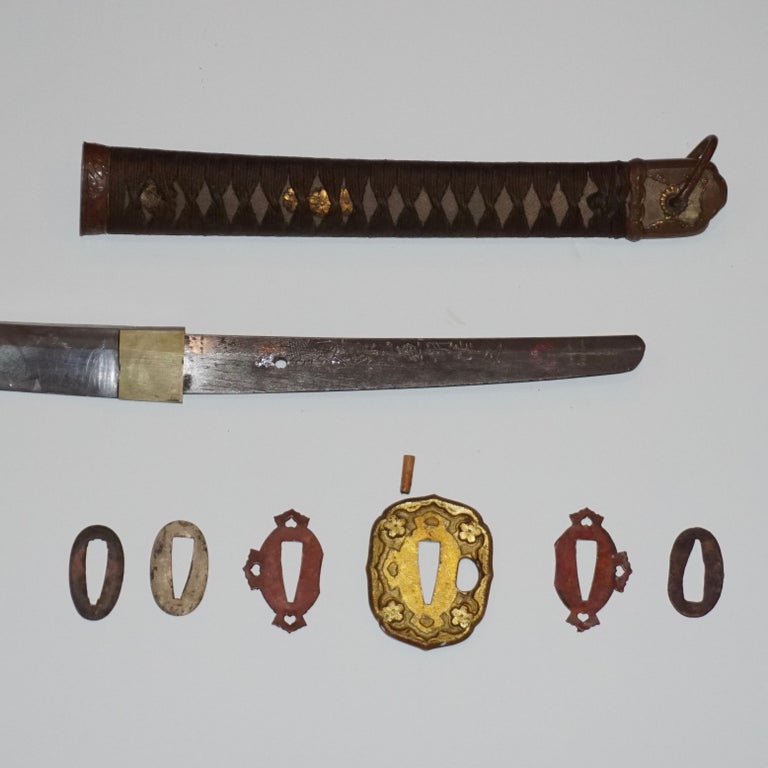 WWII Signed Samurai Sword with Lacquered Wood Scabbard at 1stDibs