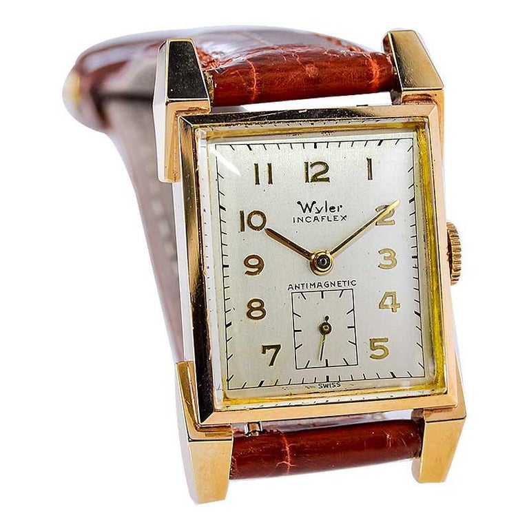 Wyler 14Kt. Massivgold-Art-Déco-Uhr mit Original-Zifferblatt aus den ...