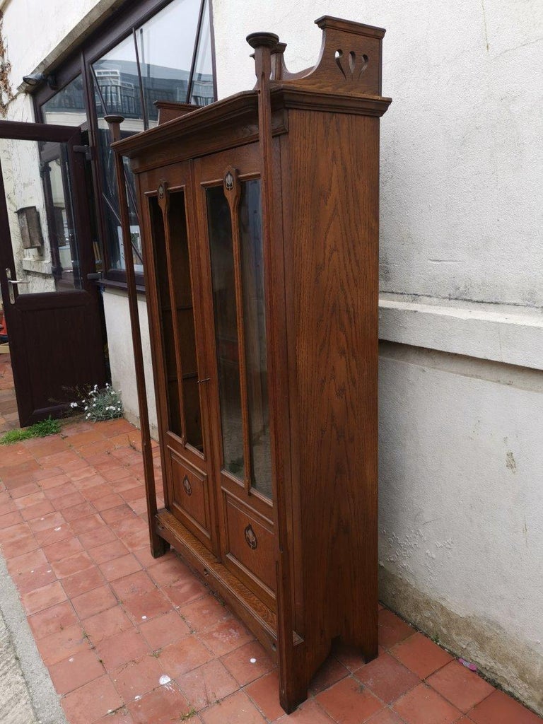 Wylie and Lochhead, Arts and Crafts Voysey Style Bookcase with Pewter ...