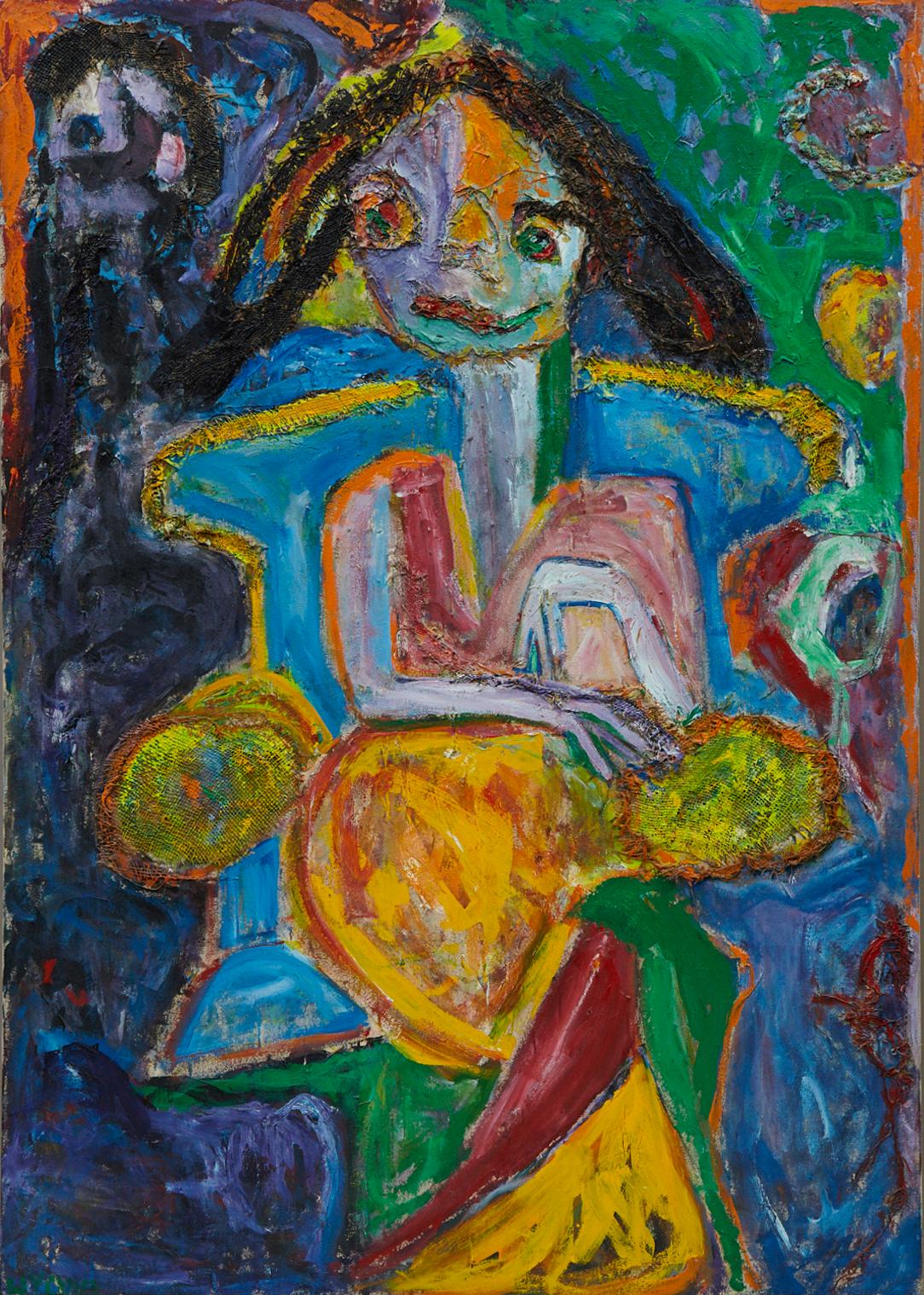 Wyona Diskin - Girl In A Blue Chair For Sale at 1stDibs