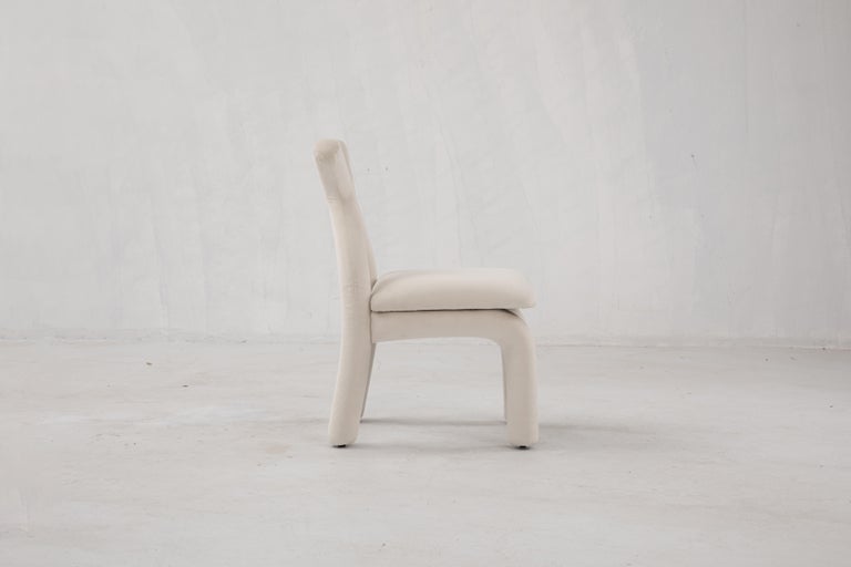 X Chair, Minimalist Cream Velvet Dining Chair For Sale at 1stDibs