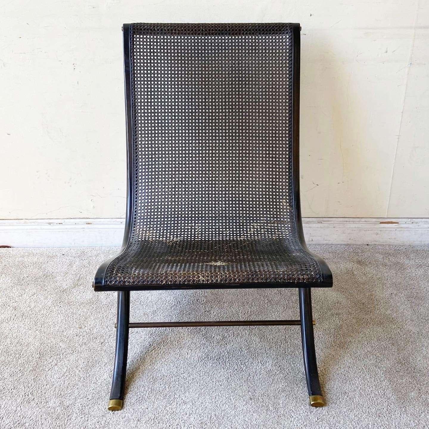 X Frame Ebony Cane Lounge Chair by Gerald Jerome for Heritage For Sale ...
