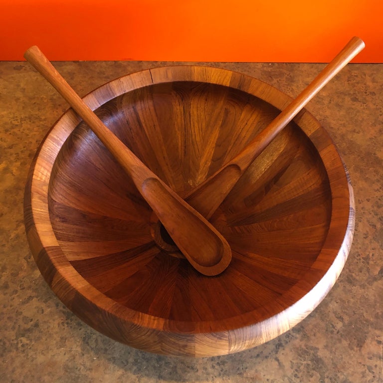 X-Large Massive Solid Teak Salad Bowl and Servers Designed by ...