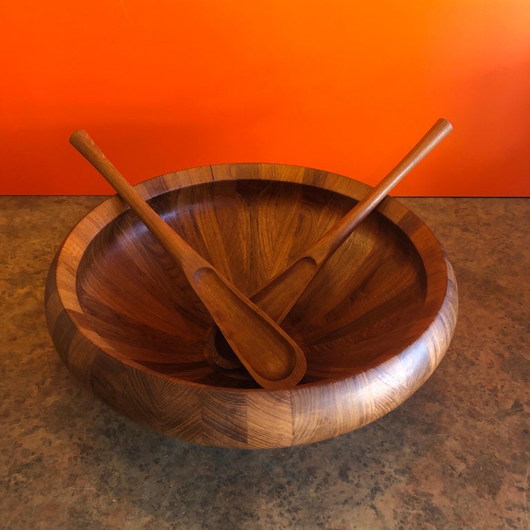 X-Large Massive Solid Teak Salad Bowl and Servers Designed by ...