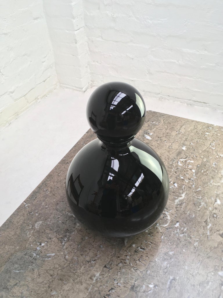 Extra Large Opaque Black Empoli Glass Ball-Stoppered Decanter, Italy ...