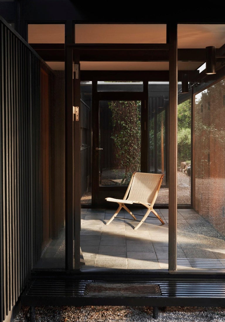 X Lounge Chair, HM10 Oak w. Walnut Insert and Natural Rattan Seat for ...