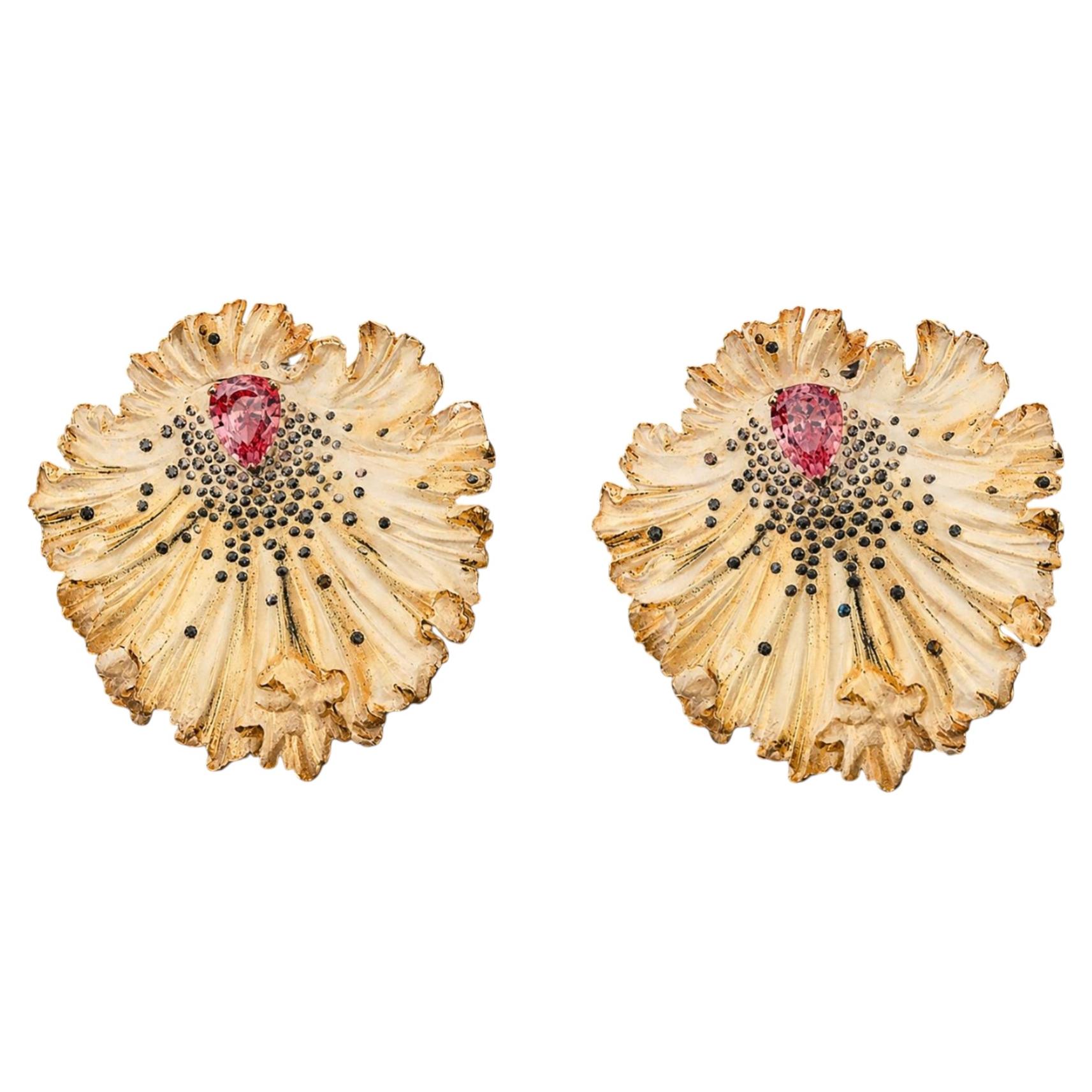 X Radiant Tide Ruby Diamond Earrings For Sale at 1stDibs