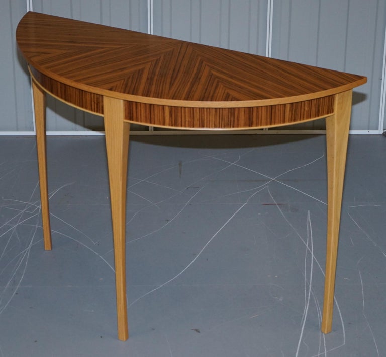 X2 Lovely Bevan Funnell Phoenix Zebrano Wood Demilune Console Tables ...