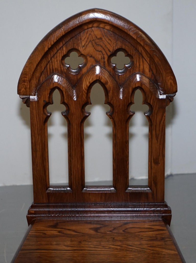 4 English Oak Gothic Steeple Back Dining Chairs Augustus Pugin Style ...