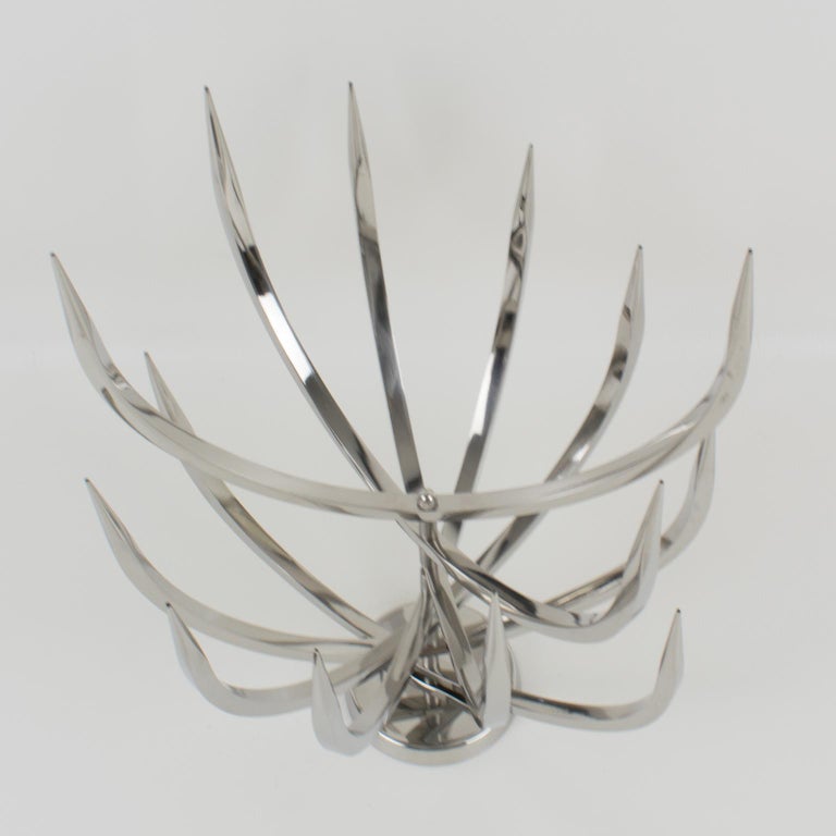 Xavier Feal Brutalist Stainless Steel Kinetic Sculpture or Candle Tree ...