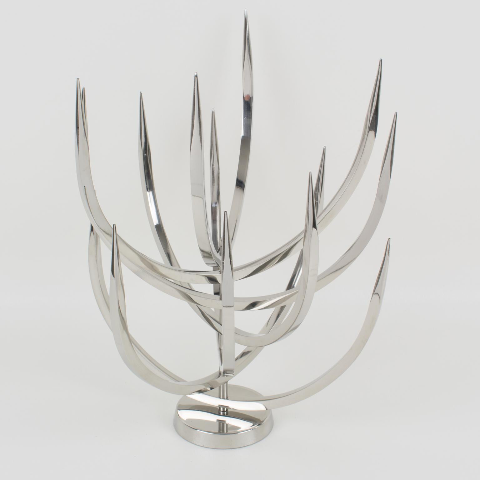Xavier Feal Brutalist Stainless Steel Kinetic Sculpture or Candle Tree ...