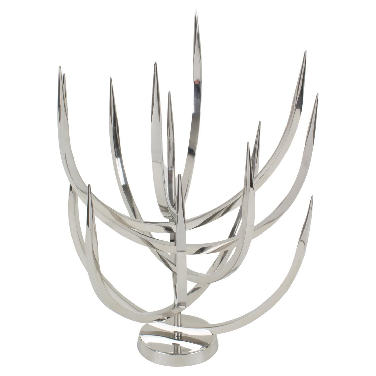 Xavier Feal Brutalist Stainless Steel Kinetic Sculpture or Candle Tree ...