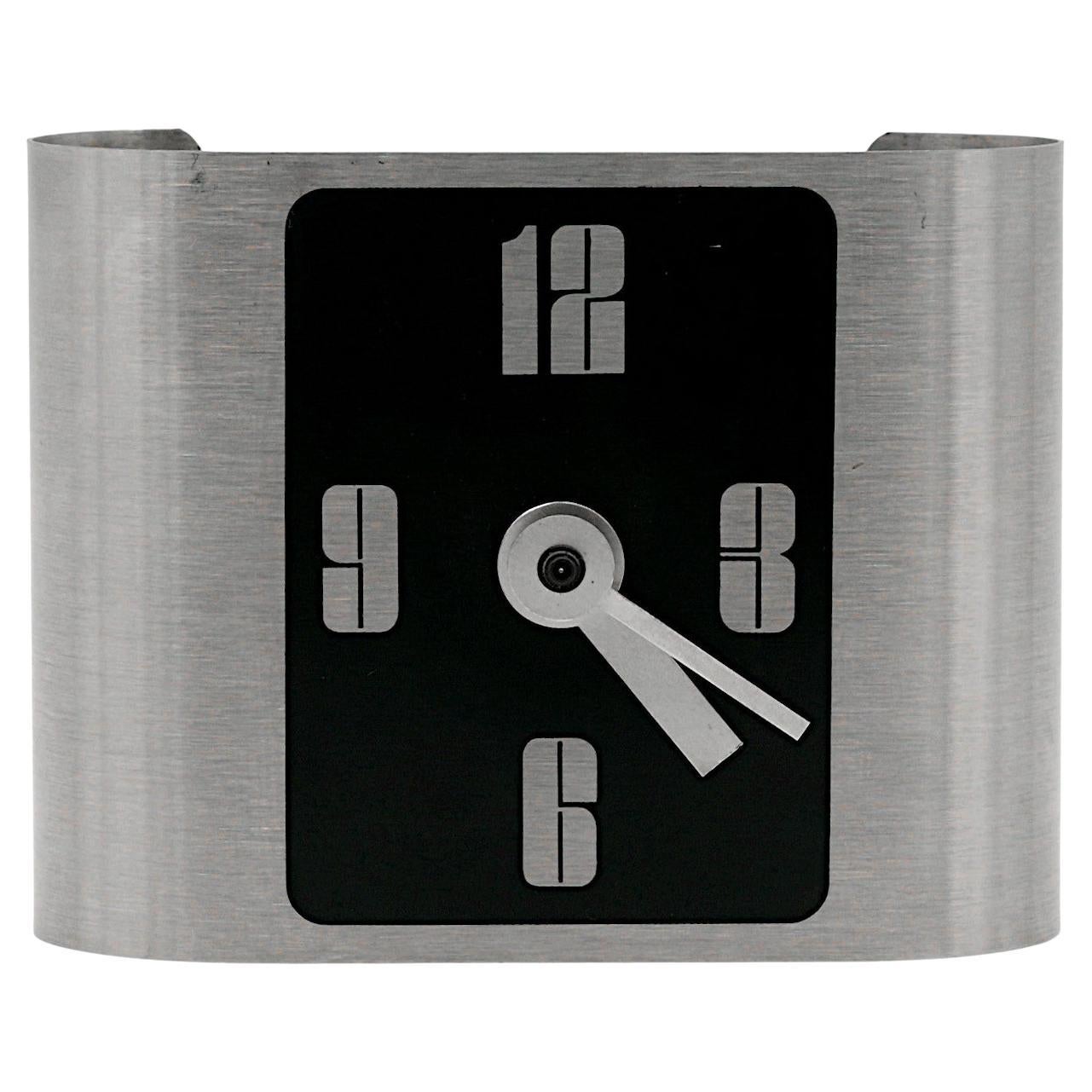 Xavier FEAL Stainless Steel Table Clock, 1970 For Sale at 1stDibs