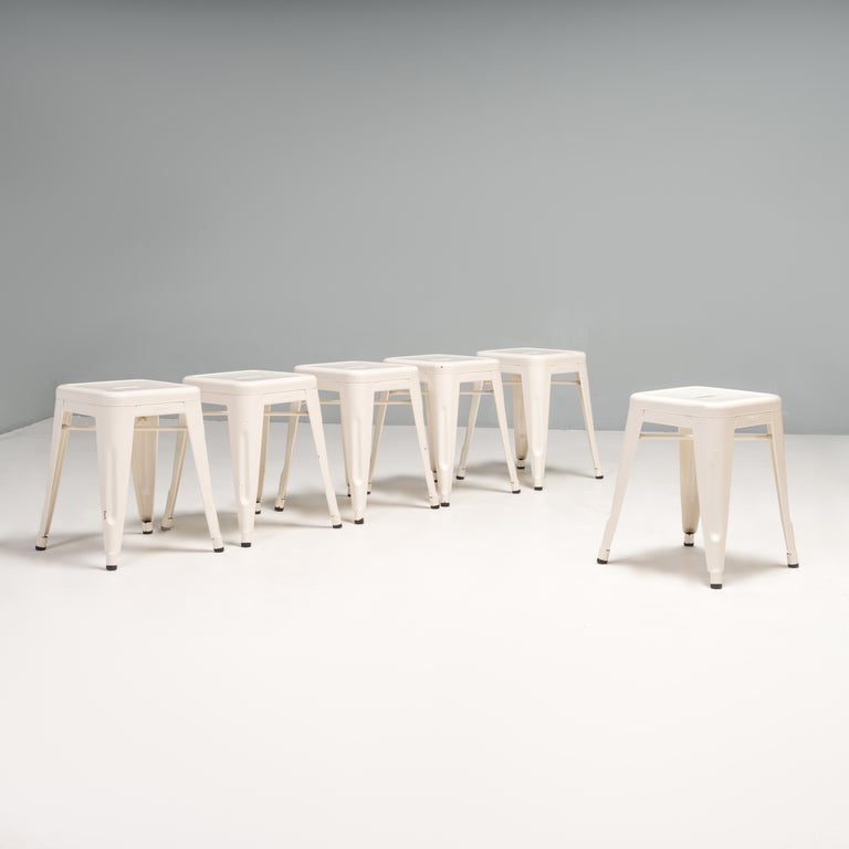 Xavier Pauchard Tolix White H Stools, Set of 6 For Sale at 1stDibs