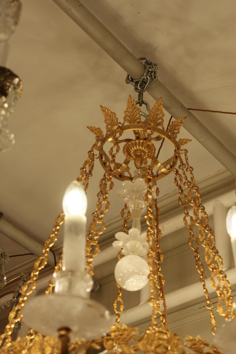 19th Century Empire Round Rock Crystal Chandelier For Sale at 1stDibs