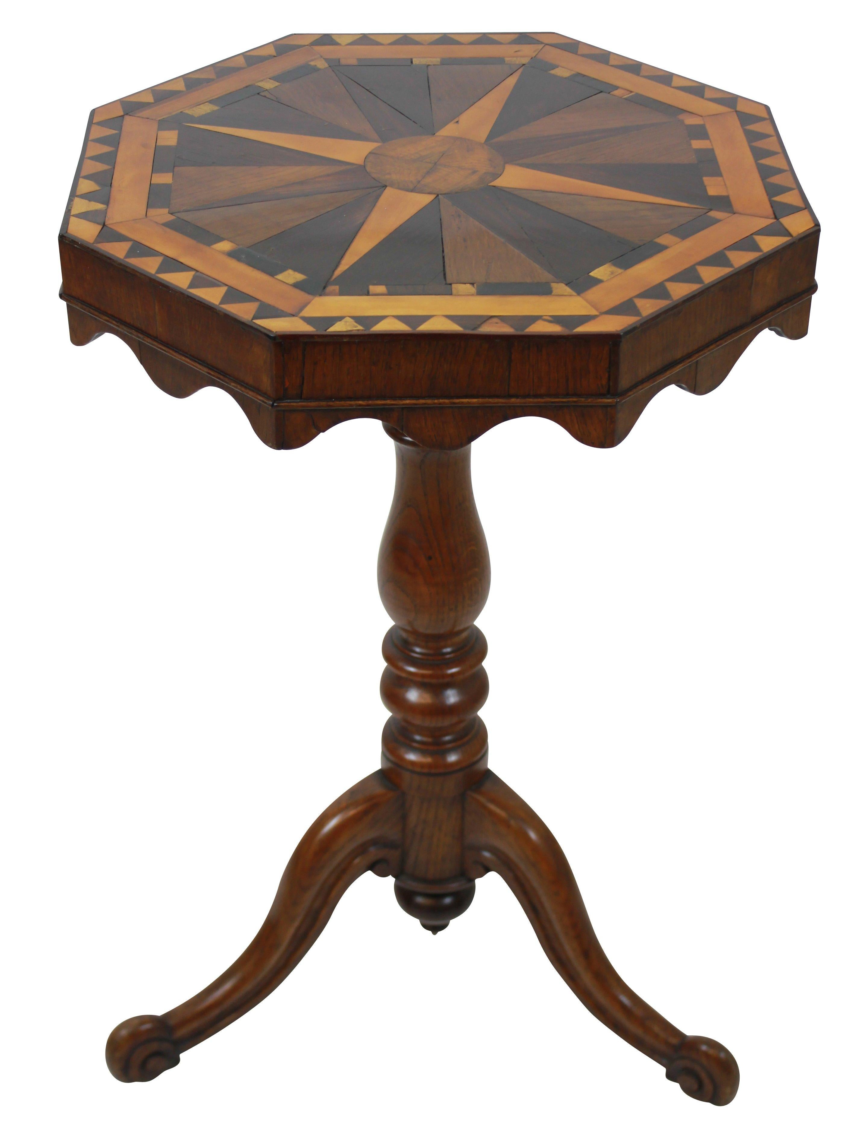 19th Century English Geometric Marquetry Side Table For Sale at 1stDibs