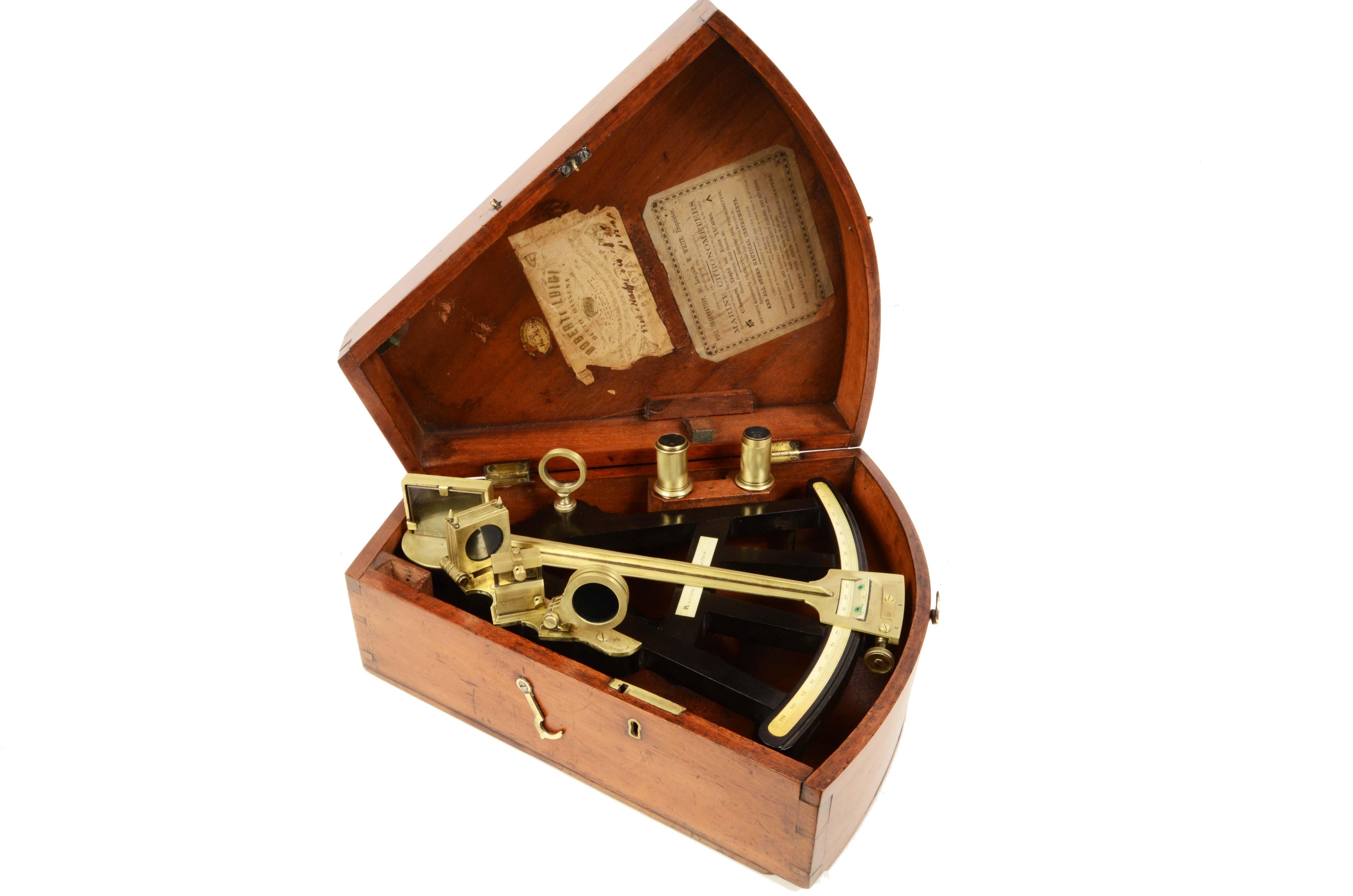 XIX Century Wood Octant Signed Plaskett London Antique Nautical ...