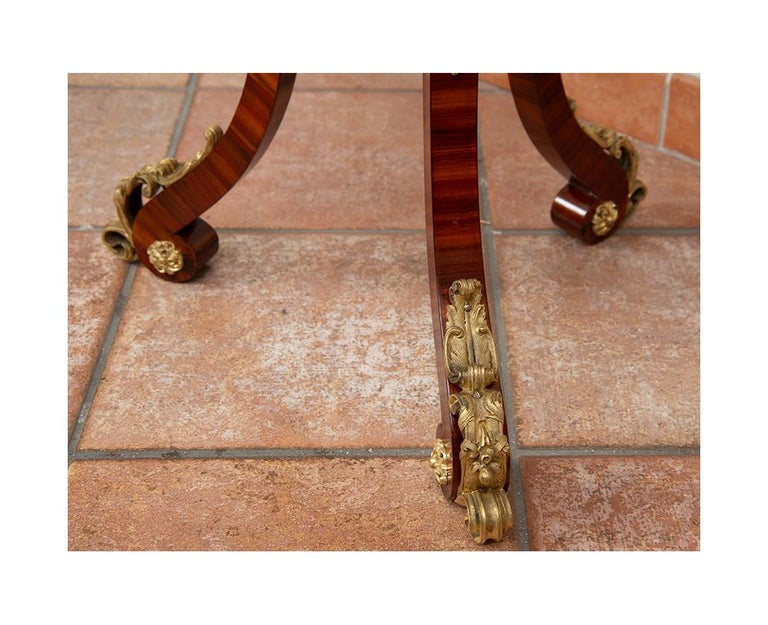 19th century, Napoleon III, Exotic wood coffee table with jasper marble ...