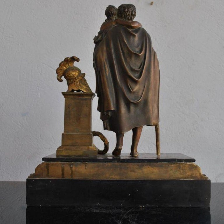XIXth Century Bronze Representing Roman Soldier with Child Black Marble ...