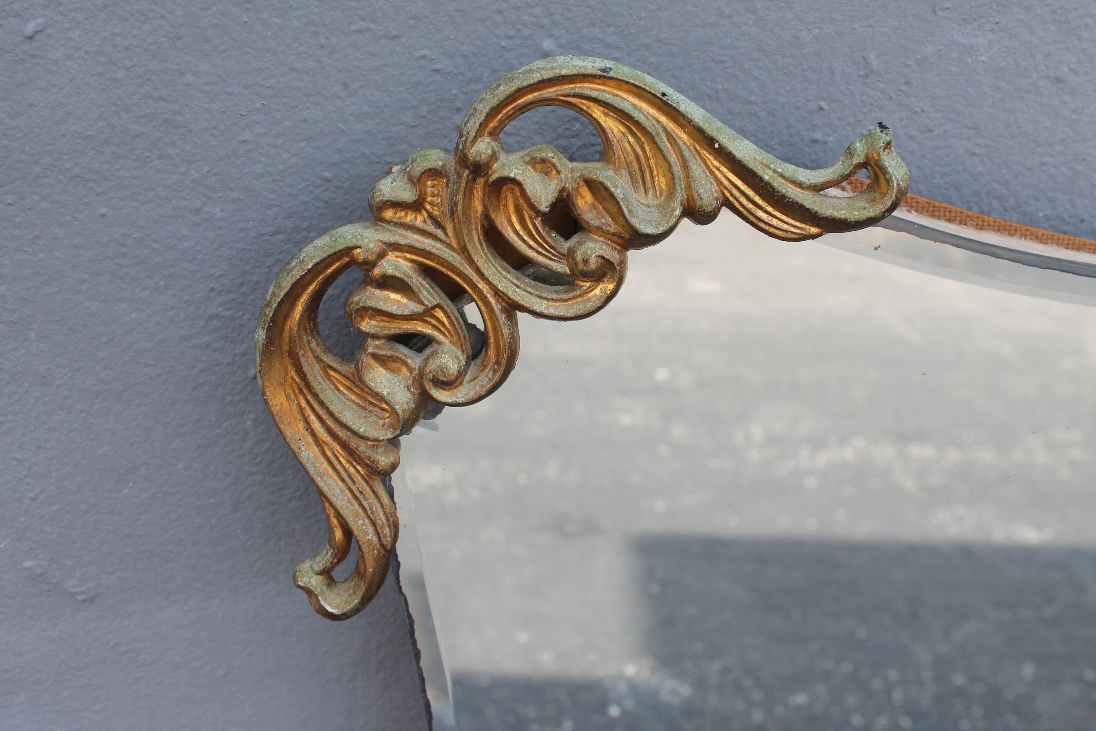 XL 1940s Hollywood Regency Parlor Wall Mirror Rococo Flourished For ...