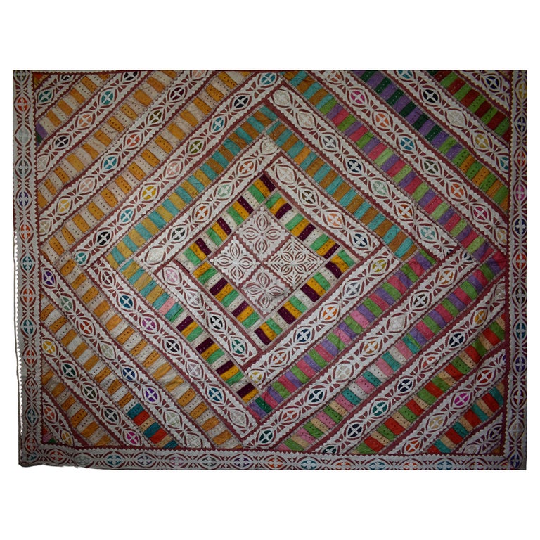 XL Applique Bed Cover, Throw '4' For Sale at 1stDibs