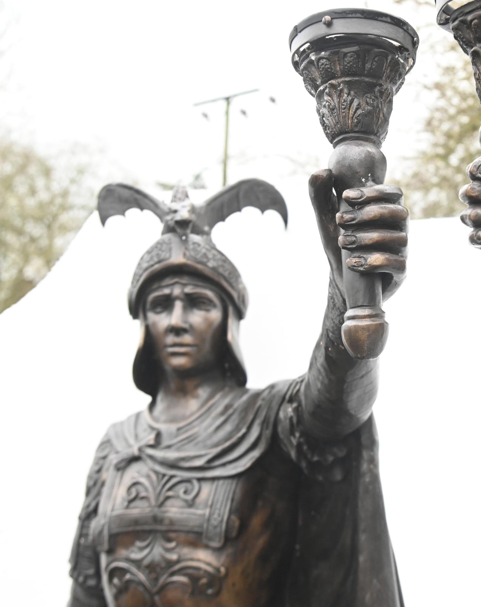 XL Bronze Roman Gladiator Statues Lamps Figures 8 Ft 246 CM Security ...