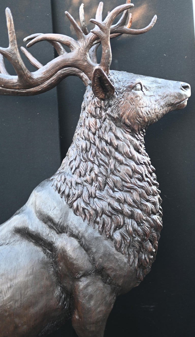XL Bronze Stag Statue Monarch of Glen For Sale at 1stDibs