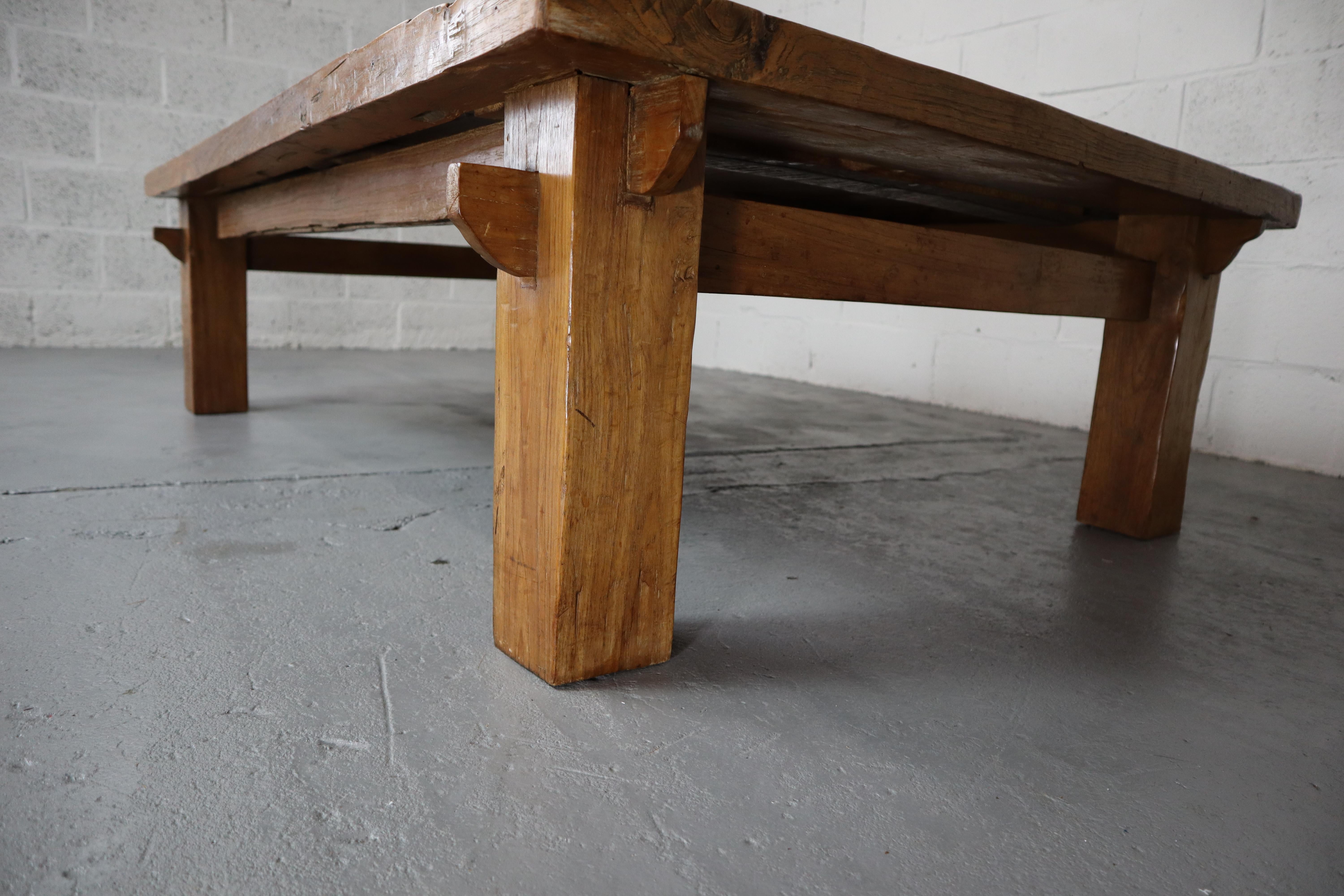 XL Brutalist Solid Oak Wabi-Sabi Coffee Table at 1stDibs