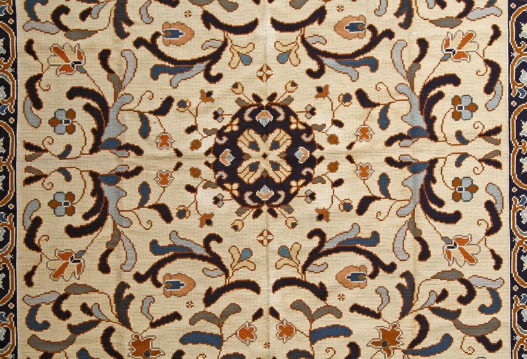 XL Floral European Portuguese Needlepoint Embroidered Arraiolos Rug ...