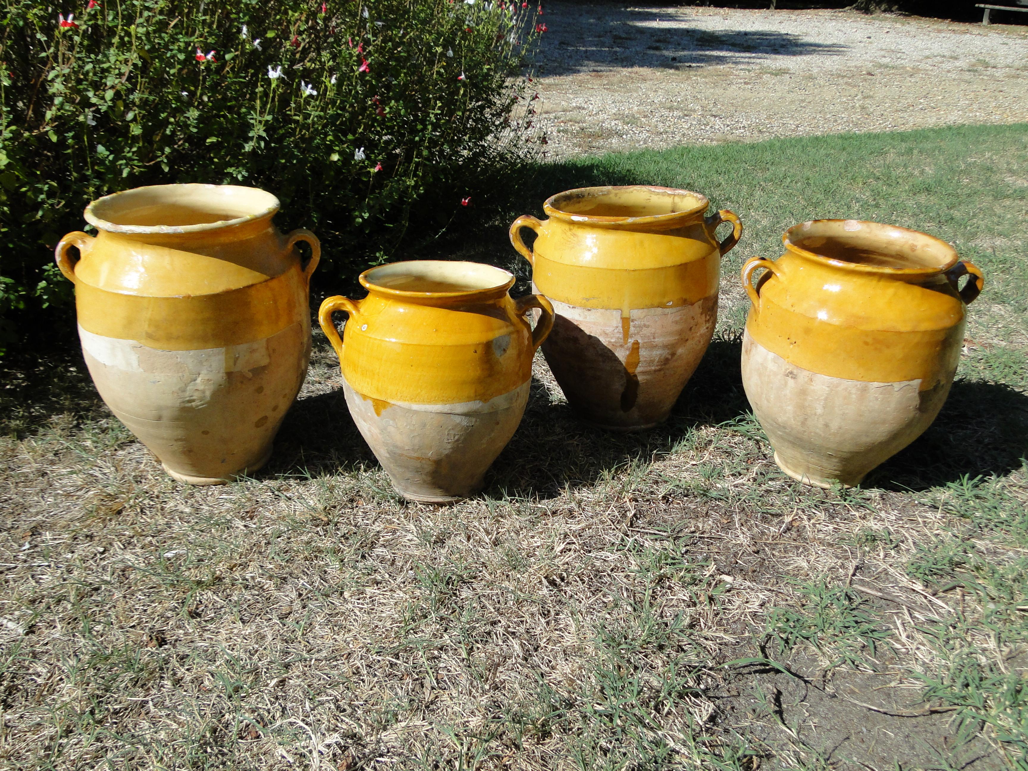 XL French Antique Confit Redware Faience Yellowware Art Pottery Pot at ...
