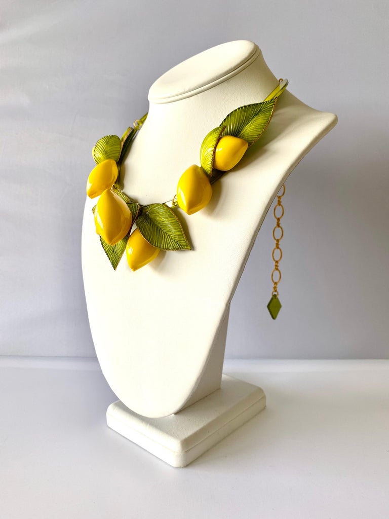 XL French Lemon Statement Necklace "Collier" For Sale at 1stDibs