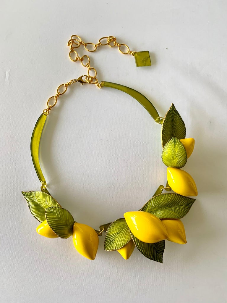 XL French Lemon Statement Necklace "Collier" For Sale at 1stDibs